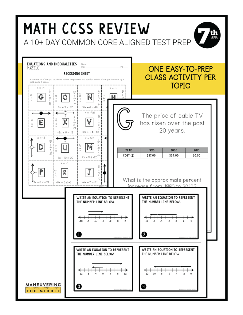 Test Prep Unit 7th Grade CCSS - Maneuvering the Middle