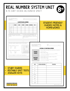 Real Number System Unit 8th Grade CCSS - Maneuvering the Middle
