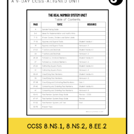 Real Number System Unit 8th Grade CCSS - Maneuvering the Middle
