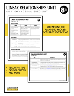 Linear Relationships Unit 8th Grade CCSS - Maneuvering the Middle