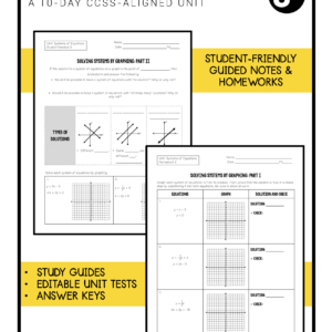 Systems of Equations Unit 8th Grade CCSS - Maneuvering the Middle