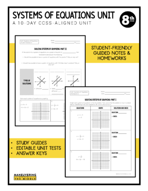 Systems of Equations Unit 8th Grade CCSS - Maneuvering the Middle