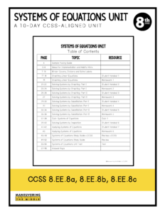 Systems of Equations Unit 8th Grade CCSS - Maneuvering the Middle