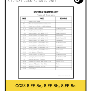 Systems of Equations Unit 8th Grade CCSS - Maneuvering the Middle