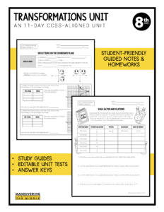 Transformations Unit 8th Grade CCSS - Maneuvering the Middle