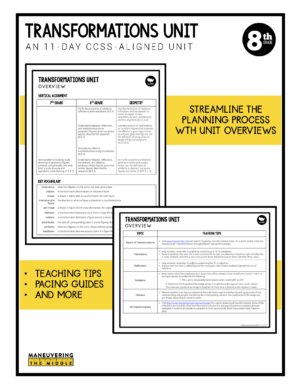 Transformations Unit 8th Grade CCSS - Maneuvering the Middle