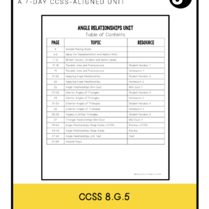Angle Relationships Unit 8th Grade CCSS - Maneuvering the Middle
