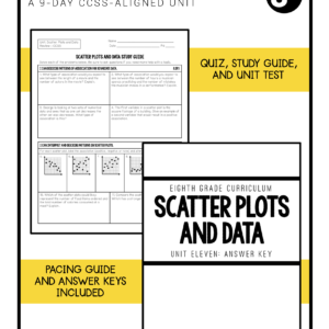 Scatter Plots and Data Unit 8th Grade CCSS - Maneuvering the Middle