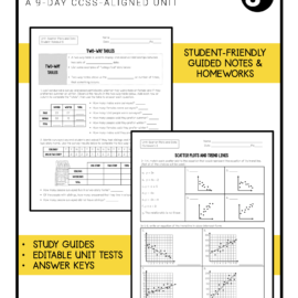 Scatter Plots and Data Unit 8th Grade CCSS - Maneuvering the Middle