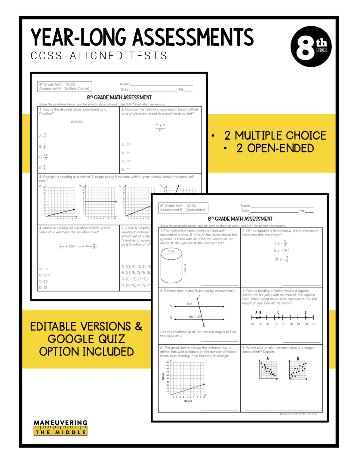 Year-End Assessments 8th Grade CCSS - Maneuvering the Middle