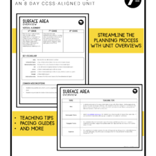 Surface Area Unit 7th Grade CCSS - Maneuvering the Middle