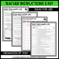 Math Warm-Ups 8th Grade TEKS - Maneuvering the Middle