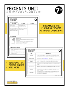 Percents Unit 7th Grade CCSS - Maneuvering the Middle