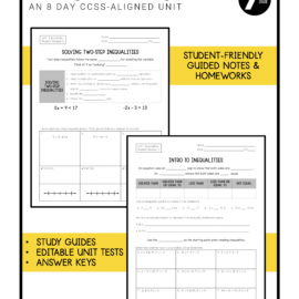 Inequalities Unit 7th Grade CCSS - Maneuvering the Middle