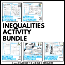 Inequalities Activity Bundle 7th Grade - Maneuvering the Middle