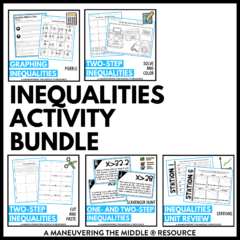 Inequalities Activity Bundle 7th Grade - Maneuvering the Middle