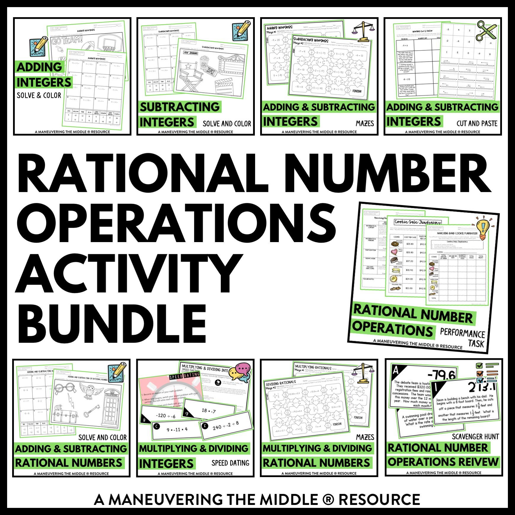 Rational Number Operations Activity Bundle 7th Grade Maneuvering The 