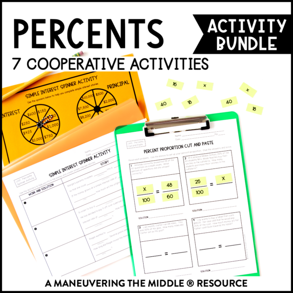 Finding Percents Activities - Maneuvering the Middle