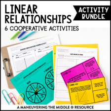 Linear Relationships Activity Bundle 8th Grade - Maneuvering the Middle