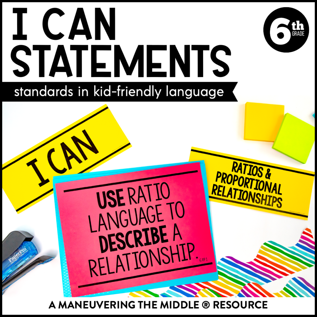 I Can Statements 6th Grade CCSS - Maneuvering the Middle