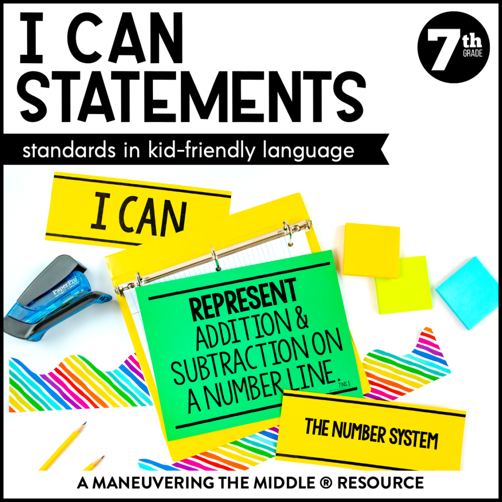 I Can Statements 7th Grade CCSS - Maneuvering the Middle