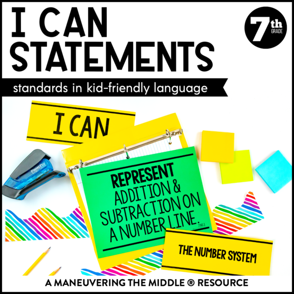 I Can Statements 7th Grade CCSS - Maneuvering the Middle