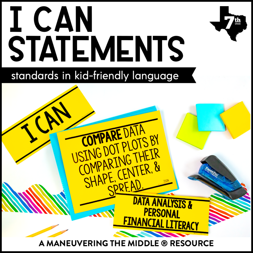 I Can Statements 7th Grade TEKS - Maneuvering the Middle
