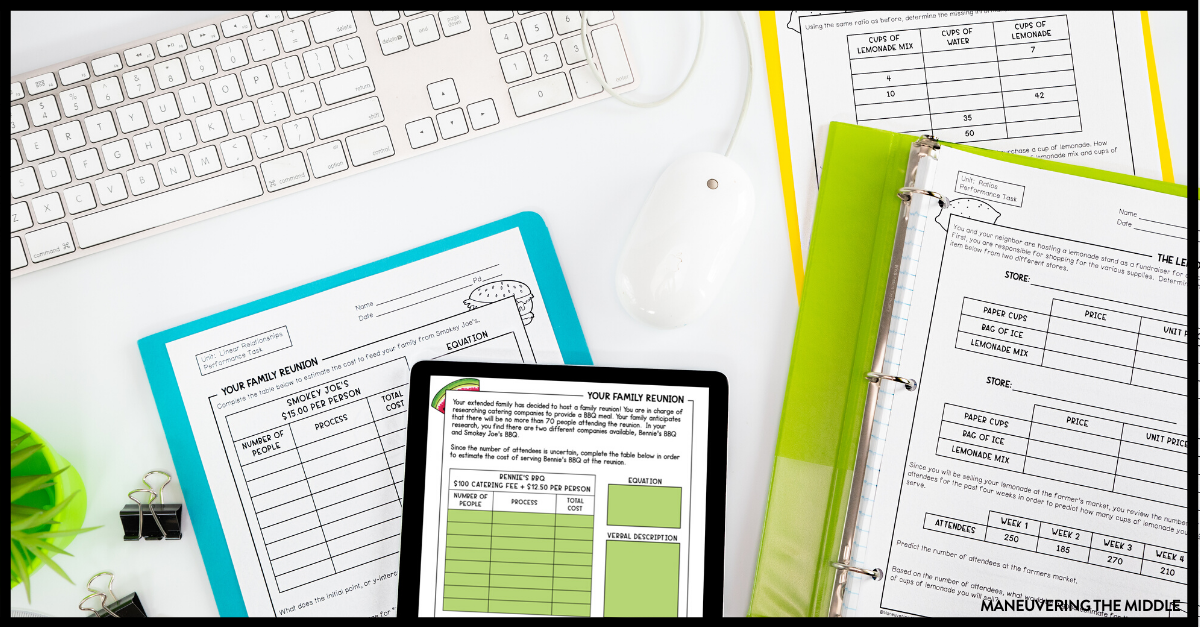 Free Math Performance Tasks for Middle School - Maneuvering the Middle