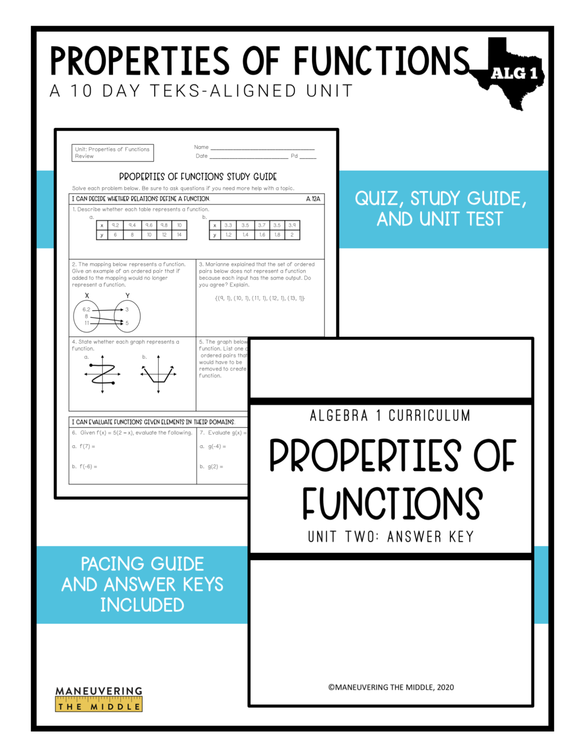 Properties of Functions Unit Algebra 1 TEKS - Maneuvering the Middle