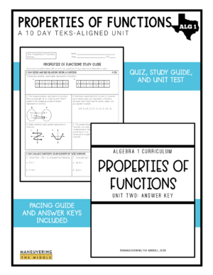 Properties of Functions Unit Algebra 1 TEKS - Maneuvering the Middle