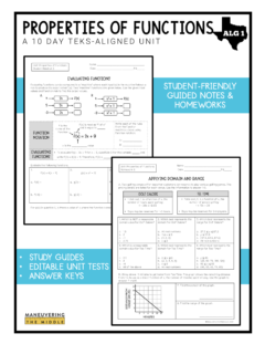 Properties of Functions Unit Algebra 1 TEKS - Maneuvering the Middle