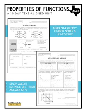 Properties of Functions Unit Algebra 1 TEKS - Maneuvering the Middle
