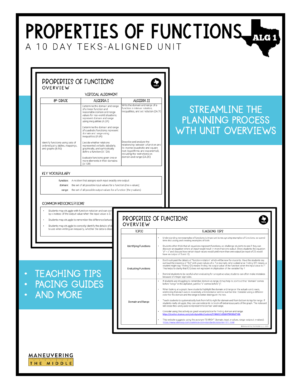 Properties of Functions Unit Algebra 1 TEKS - Maneuvering the Middle