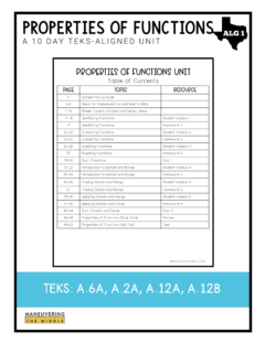 Properties of Functions Unit Algebra 1 TEKS - Maneuvering the Middle