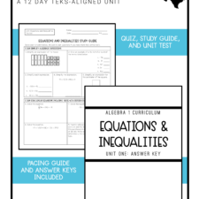 Equations and Inequalities Unit Algebra 1 TEKS - Maneuvering the Middle