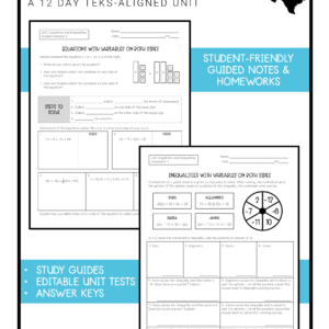 Equations and Inequalities Unit Algebra 1 TEKS - Maneuvering the Middle