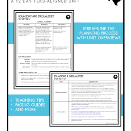 Equations and Inequalities Unit Algebra 1 TEKS - Maneuvering the Middle