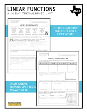 Linear Functions Unit Algebra 1 TEKS - Maneuvering the Middle