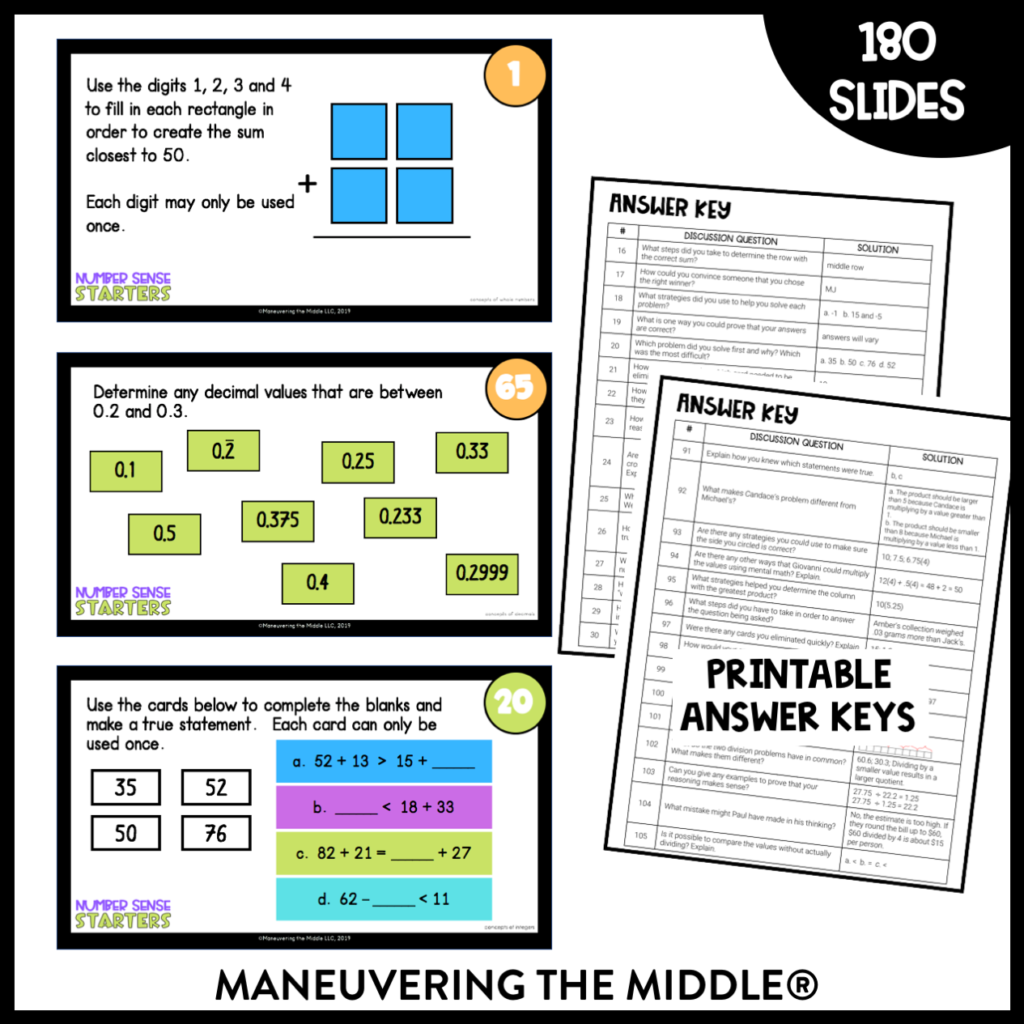 Number Sense Starters - Maneuvering the Middle