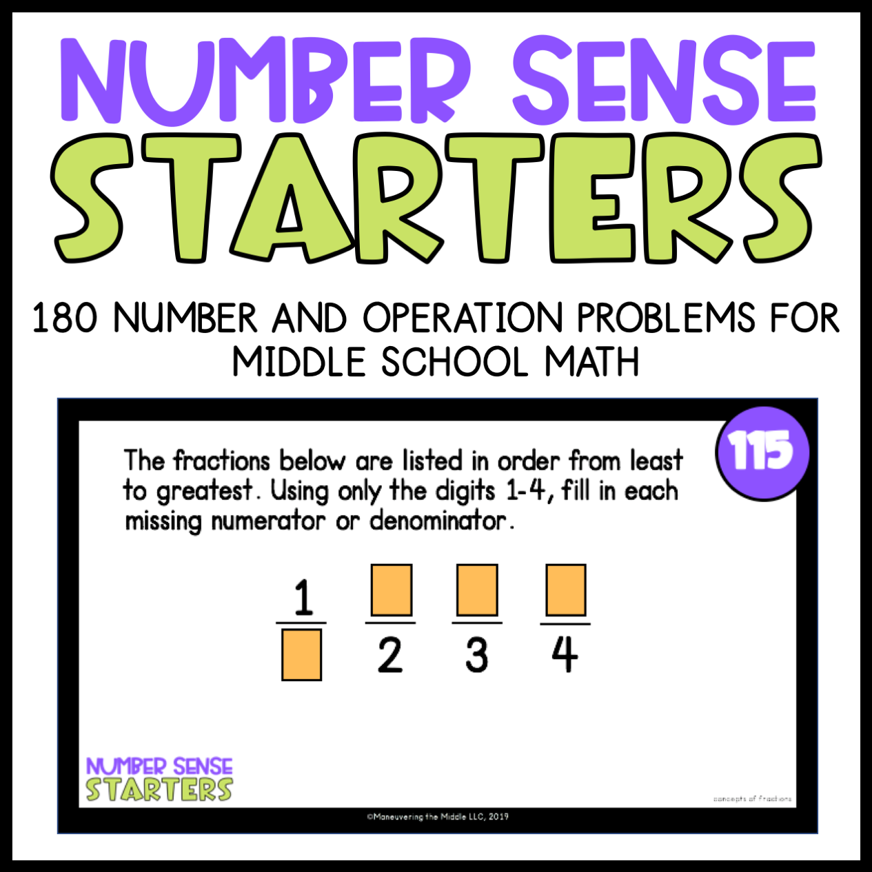 Number Sense Starters Maneuvering The Middle