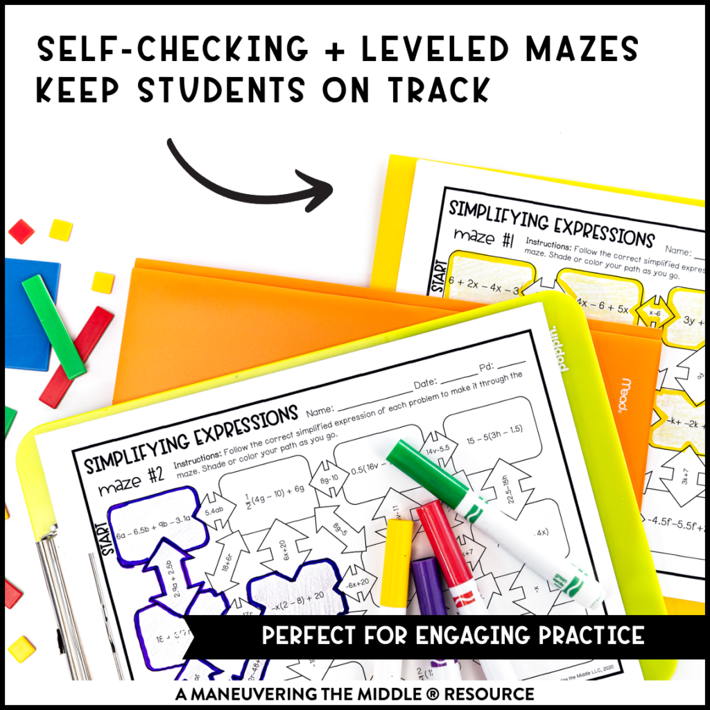 Equations and Inequalities Activity Bundle Algebra 1 - Maneuvering the ...