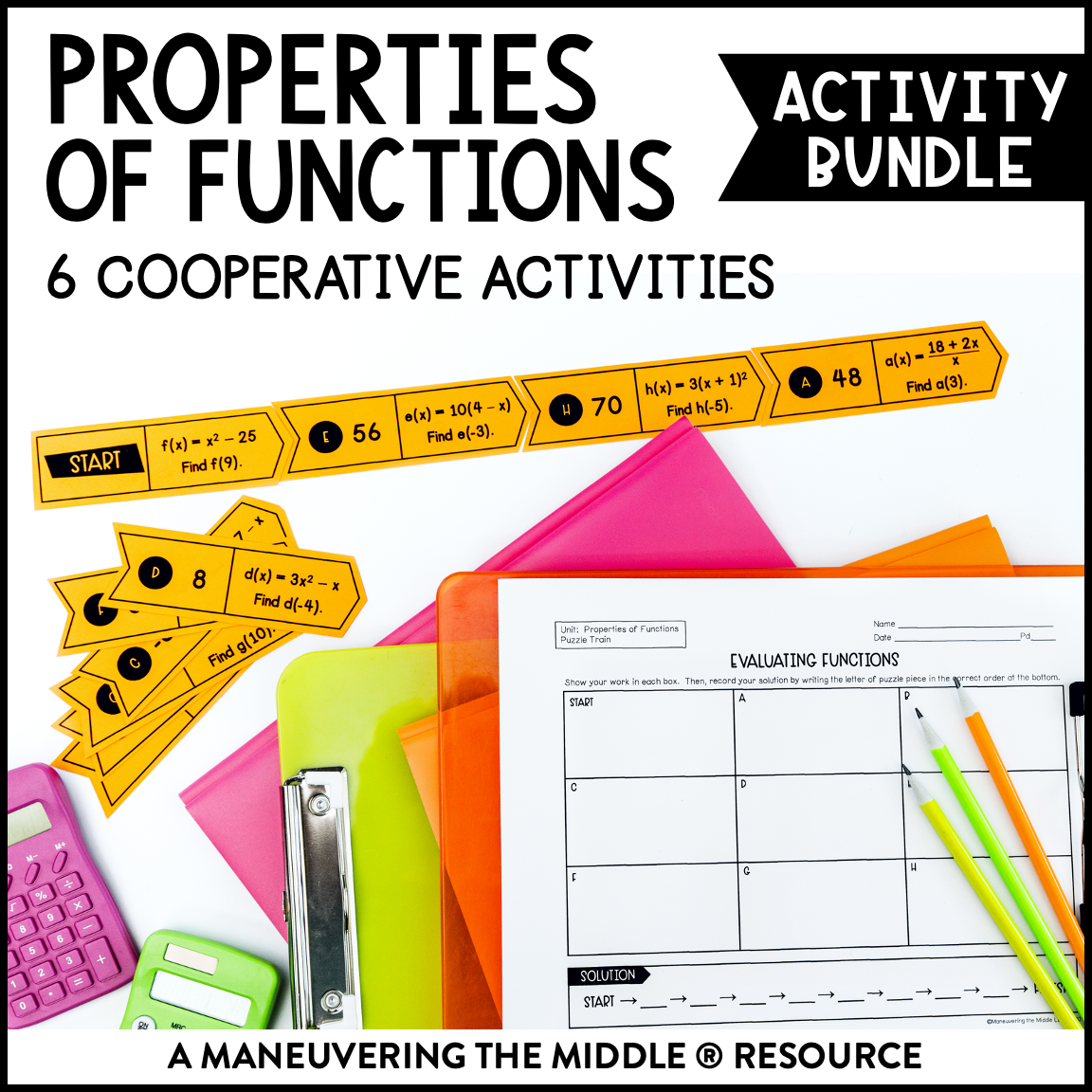 Properties Of Functions Activity Bundle Algebra 1 Maneuvering The Middle