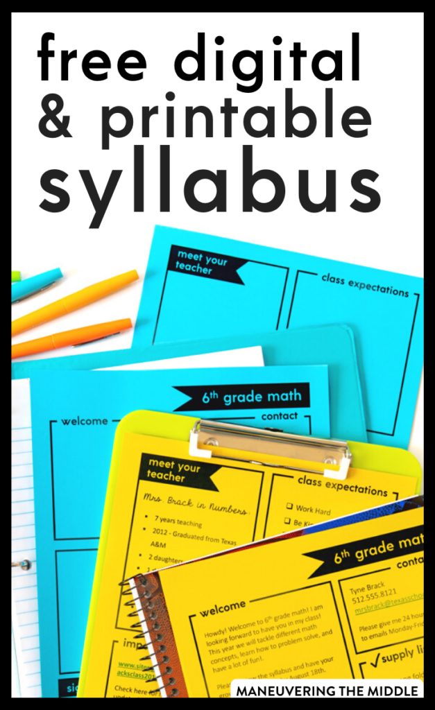 The Middle School Syllabus - Maneuvering the Middle