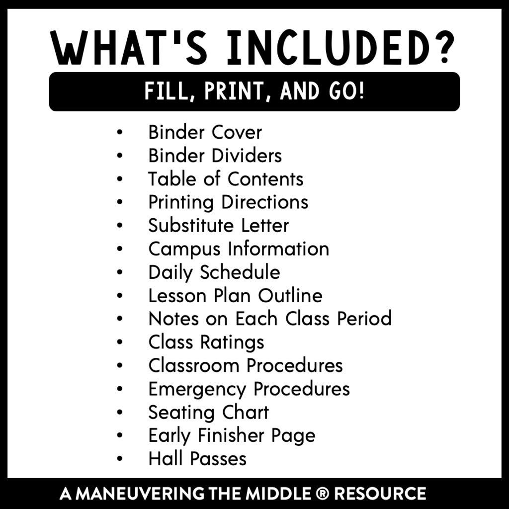 Substitute Binder for Secondary - Maneuvering the Middle