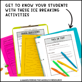 Back to School Activities for Middle School - Maneuvering the Middle
