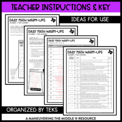 Math Warm-Ups Algebra 1 TEKS - Maneuvering the Middle