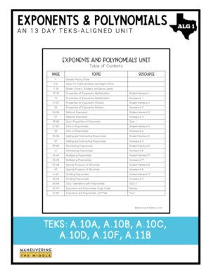 Exponents and Polynomials Unit Algebra 1 TEKS - Maneuvering the Middle