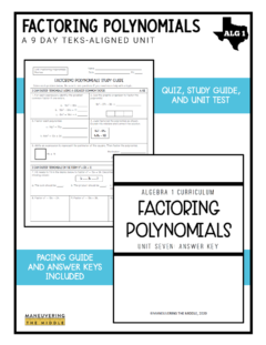 Factoring Polynomials Unit Algebra 1 TEKS - Maneuvering the Middle