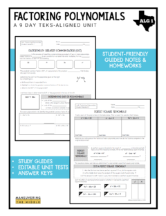 Factoring Polynomials Unit Algebra 1 TEKS - Maneuvering the Middle