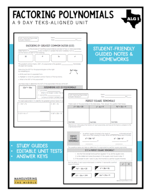 Factoring Polynomials Unit Algebra 1 TEKS - Maneuvering the Middle